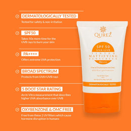 Mattifying Tinted Sunscreen | New Light Shade | SPF 50 PA++++ – Qurez
